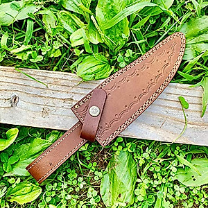 12" long custom handmade leather sheath fits up to 6"—7" cutting blade knife