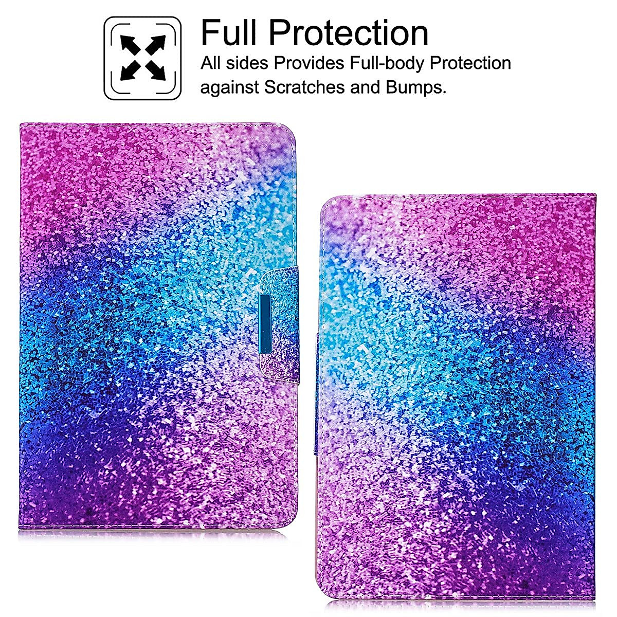 Universal 8.0 inch Tablet Case, Newshine Magnetic Closure Flip Stand Cover with Card/Cash Slots for iPad Mini/Galaxy Tab 8.0 Tablet/Amazon Kindle Fire HD HDX other 8.0 Tablet - Blue Purple