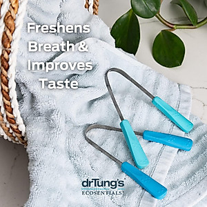 DrTung’s Stainless Steel Metal Tongue Scraper - Tongue Cleaner for Adults, Kids, Helps Freshen Breath, Easy to Use Comfort Grip Handle, Comes with Fabric Travel Pouch - 6 Pack