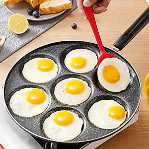 YCWF 7 Holes Egg Frying Pan, Mini Pancake Maker,Aluminum Non Stick Fried Eggs Cooking Pan Burger Mold Kitchen Cookware Household Tool for Home Breakfast