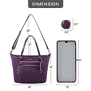 LOVEVOOK Diaper Bag Tote, Large Travel Baby Diaper Bag with Pacifier Holder and Changing Pad, Quilted Diaper Tote for Baby, Waterproof Mommy Bag for Hospital, Stylish & Multifunction, Purple