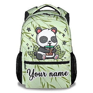 COOPASIA Personalized Panda Backpack for Girls Boys, 16 Inch Panda Theme Bookbag with Adjustable Straps, Durable, Lightweight, School Bag with Large Capacity
