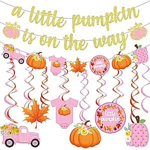 A little Pumpkin Is On The Way Banner Little Pumpkin Baby Shower Decorations Little Pumpkin Banner Pink Pumpkin Girl Baby Shower Decorations Baby Shower Banner Pumpkin Decorations for Girl Fall Baby