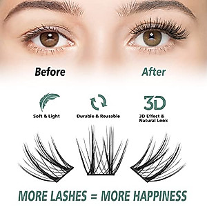 EASITENSION Lash Clusters DIY Eyelash Extension,80 Clusters Lashes 10mm 12mm 14mm 16mm Mix 3D Effect Eyelash,Easy to Apply at Home 14MM CROSS