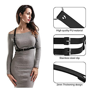 Ulekuke Punk Black Leather Body Harness Belt for Women Gothic Adjustable Waist Belts Fashion Accessories (Black D)