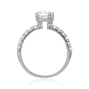 1.30 Carat Round Cushion Cut White Topaz Solitaire Engagement Ring in sterling silver - Mothers Day Jewelry Ring for mom (Size 5 6 7 8)