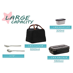 MINCOCO Bento Lunch Box Leak-proof Eco-Friendly Bento Box Food Storage Containers with Sauce Jar and Stainless Spoon&Fork for Adults Women Men Kids