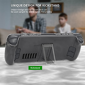 Protective Case for Steam Deck Case Cover Clear with Small Stand, PC Hard Clear Case for Steam Deck Game Console, Shock-Absorption Anti-Scratch Design Compatible with Steam Desk Accessories