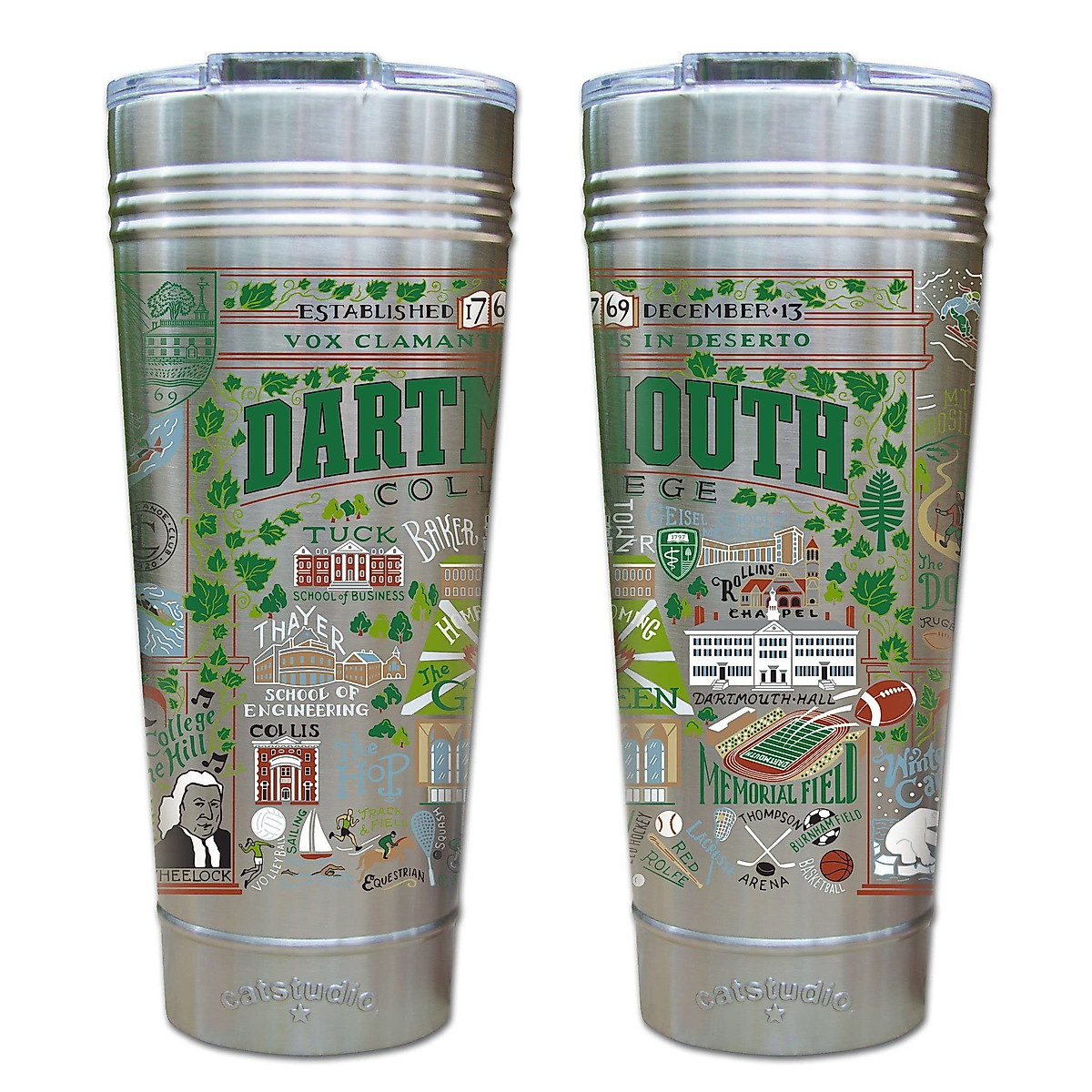 Catstudio Dartmouth College Collegiate Thermal Tumbler | Triple Wall Insulation With Non Slip Bottom | Great College Travel Cup for Water, Coffee, Tea, or Smoothies