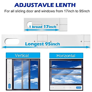 TigeJoy Sliding Door Air Conditioner Kit for 5.1 & 5.9 Inch Exhaust Hose of Portable AC, Max Adjustable Length 95 Inch Air Conditioner Window Vent Kit with Universal Coupler Reinforced PVC Plates Seal
