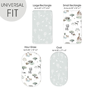 Stretch Ultra Soft Fitted Bassinet Sheet Set 2 Pack, Universal Fit for Bassinets Baby Cradle Moses Basket Oval Rectangle Mattress Safe and Snug, Pretty African Savannah Animals Pattern