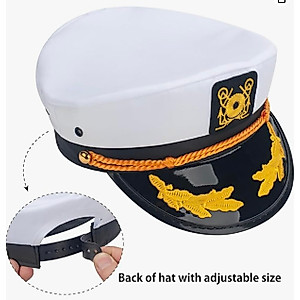 EPOCH Captain's Yacht Sailors Hat Snapback Adjustable Sea Cap Navy Costume Accessory (White, One Size)