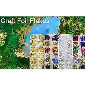LuckForever 4 Boxes Gold Silver Nail Foil Flakes Mixed Color Aluminum Foil Leaf Paper Supplies Accessories for Art Crafts, Resin, Gilding, Painting, Nail Art DIY