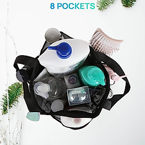 KAKULO Mesh Shower Caddy Portable for College Dorm Room Essentials, Portable Shower Caddy Dorm with 8-Pocket Large Capacity, Shower Bag for Beach, Swimming, Gym (Black 1PCS)