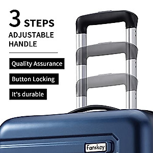 Fanskey Luggage, 3 Piece Set Suitcase with Spinner wheels, Hardshell, Lightweight, TSA Lock (Black)