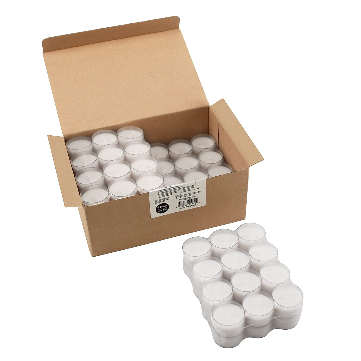 Stonebriar 96 Pack Unscented 6 to 7 Hour Extended Burn Time Clear Cup Tea Light Candles