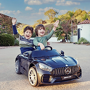 Kidzone 12V Kids Ride On Car Toy 2-Seater AMG GT Electric Powered Vehicle High/Low Speed with Horn, Radio, Port, AUX, Spring Suspension - Red
