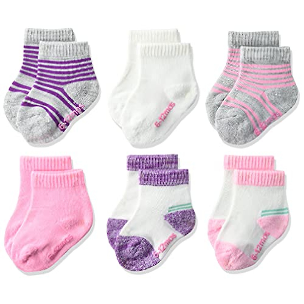 Hanes baby girls Lifestyle Comfort Ankle Socks, 6-pair Pack Socks, Assorted, 12-24 Months US