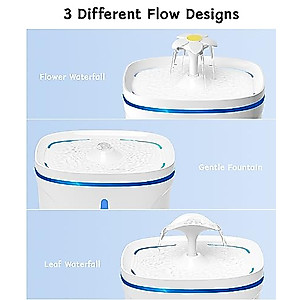 Cat Water Fountain, 84 fl oz/2.5L Ultra-Quiet Pet Water Fountain for Cats Inside with LED Light, Activated Carbon Filter, Cat Fountain Water Bowl, for Cats, Dogs, Multiple Pets