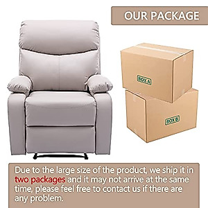 GNMLP2020 Reclining Chair, Lazy Boy Recliner Chair with Footrest and Waterproof Tech Leather, Manual Recliner Chair with Lever, Easy to Operate- White