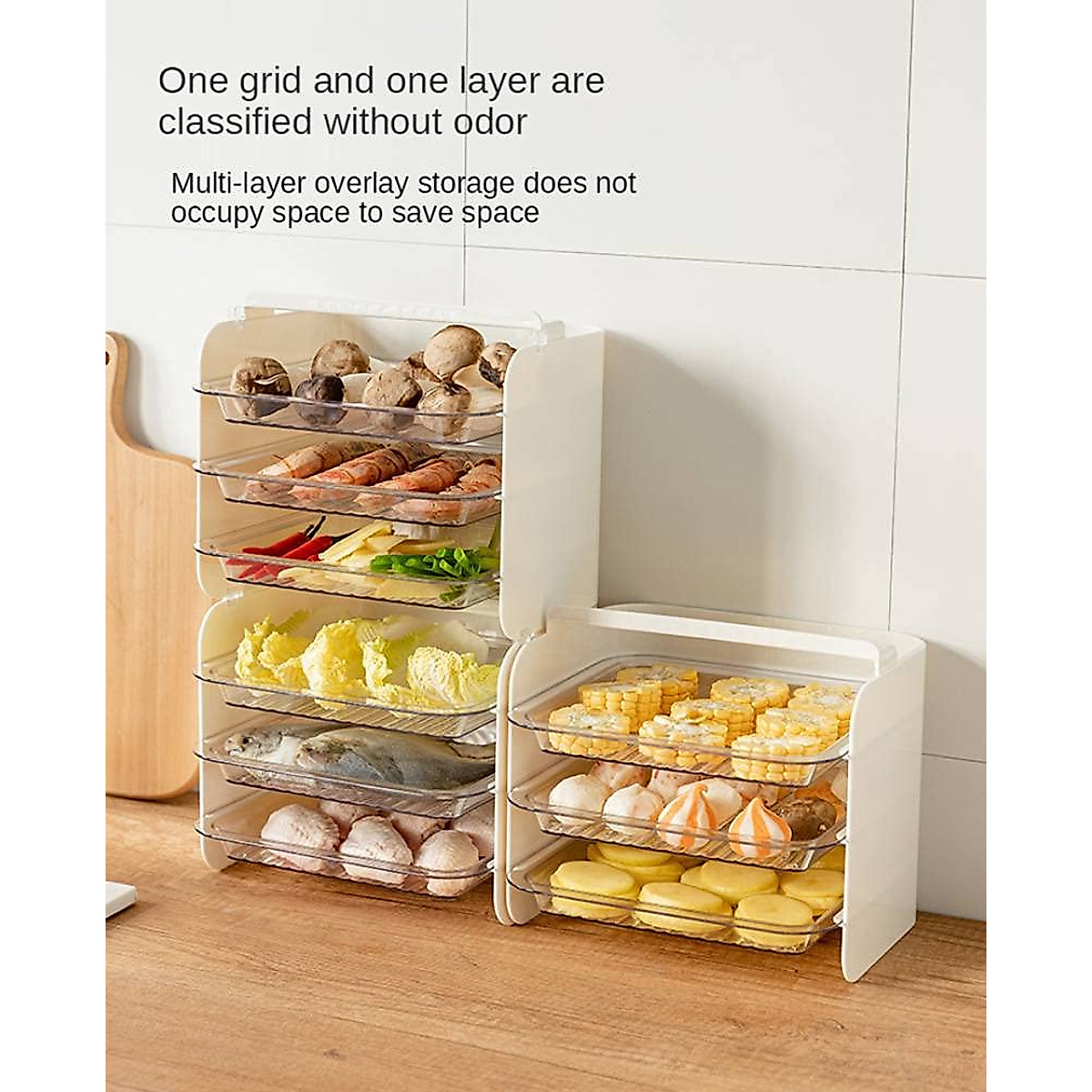 Removable Drawer Type Multi-layer Food Rack, Kitchen Drawer Type Cutlery Tray, Multi-layer Hot Pot Barbecue Tray, Stacked Multi-layer Cutlery Rack (Regular model-white-2 pcs)