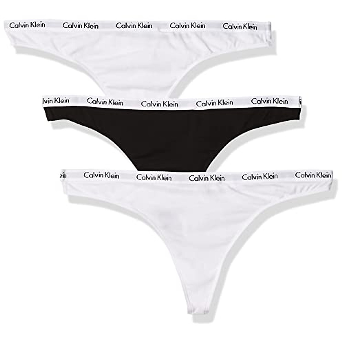 Calvin Klein Women's Carousel Logo Cotton Thong Panty, Black/White/White, M