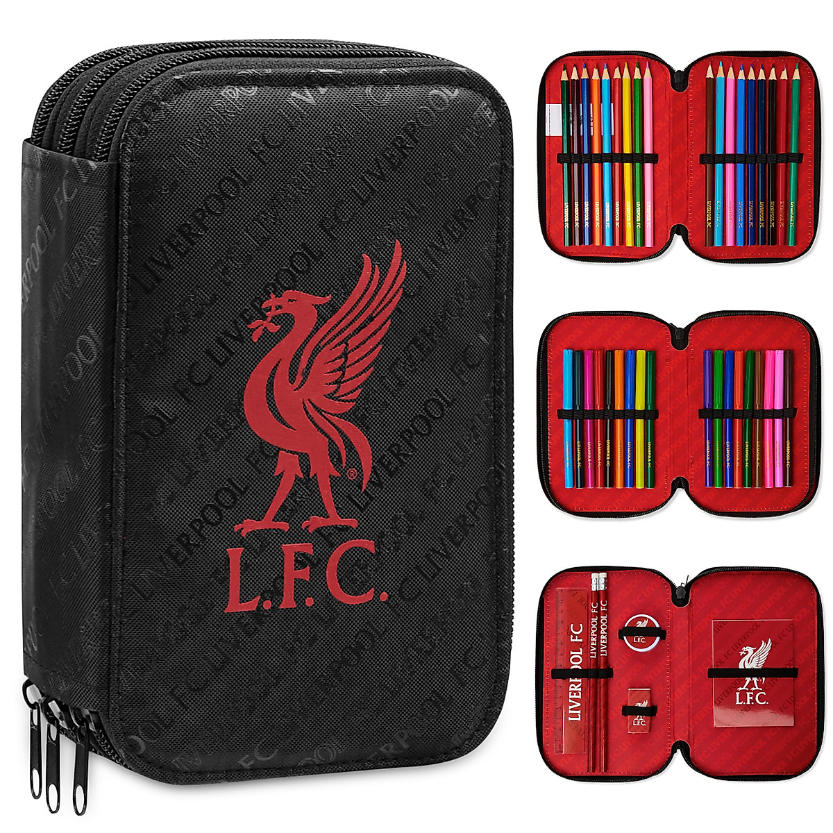 Liverpool F.C. Filled Pencil Case, Colouring and Stationery Set - School Supplies, Black/Red