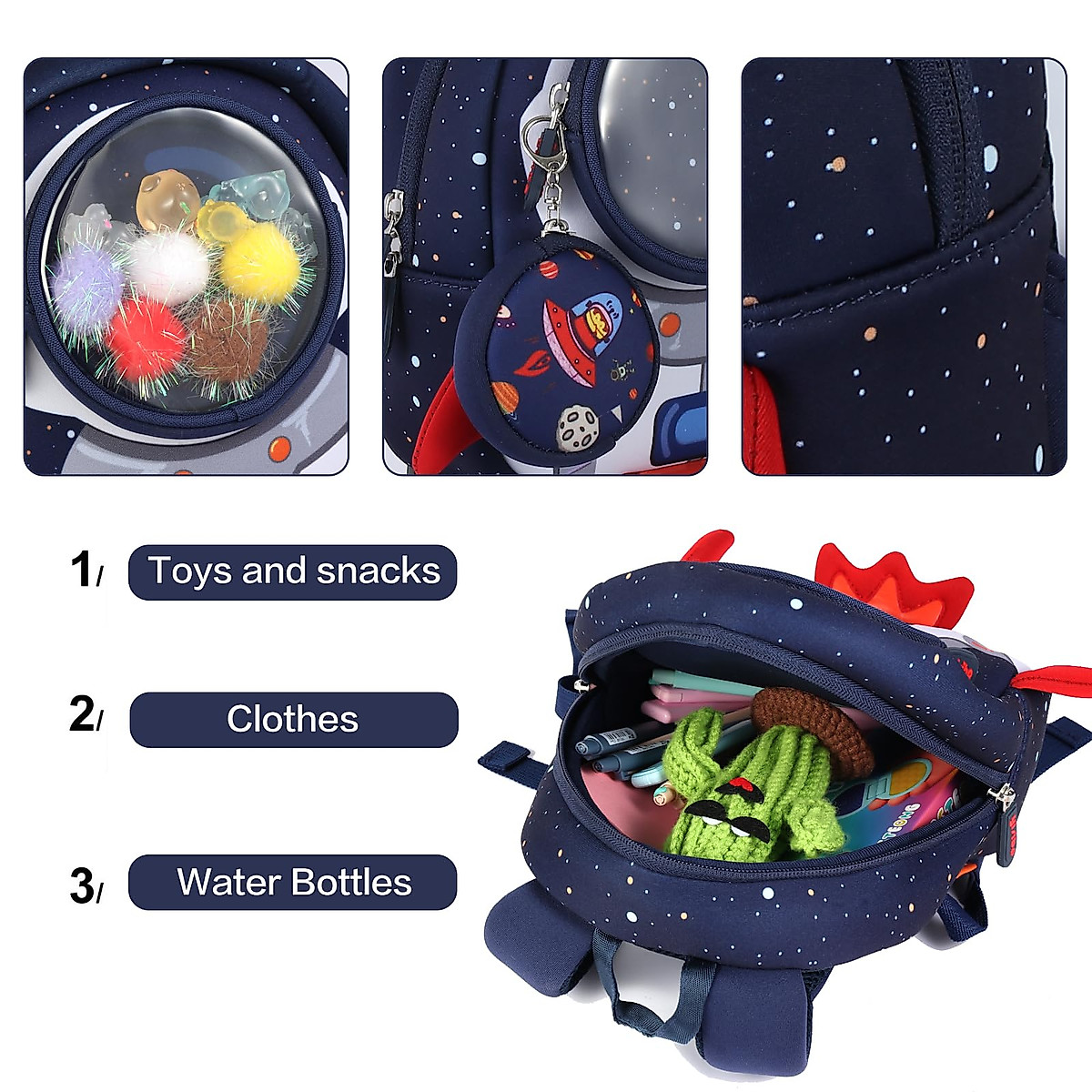 yisibo Rocket Toddler Backpack with Harness Leash Snack Nursery Bags for Kids Baby Boy Girl 1-3 Years Old