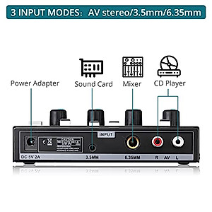 Headphone Amplifier, YGiTK 4 Channels Mono/Stereo Metal Stereo Headphone Amps-4x Quarter Inch and 8X Quarter Inch TRS Headphones Output and 1/4" & 1/8"& AV Audio Input(Including Audio Cable)