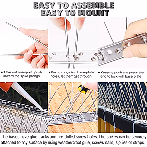 LANNEY Bird Spikes, 10 Strips Stainless Steel Bird Deterrent Pigeon Spikes for Outside to Keep Birds Away, Anti Bird Repellent Spikes Control Kit Cover 10.8 Feet, Unassembled