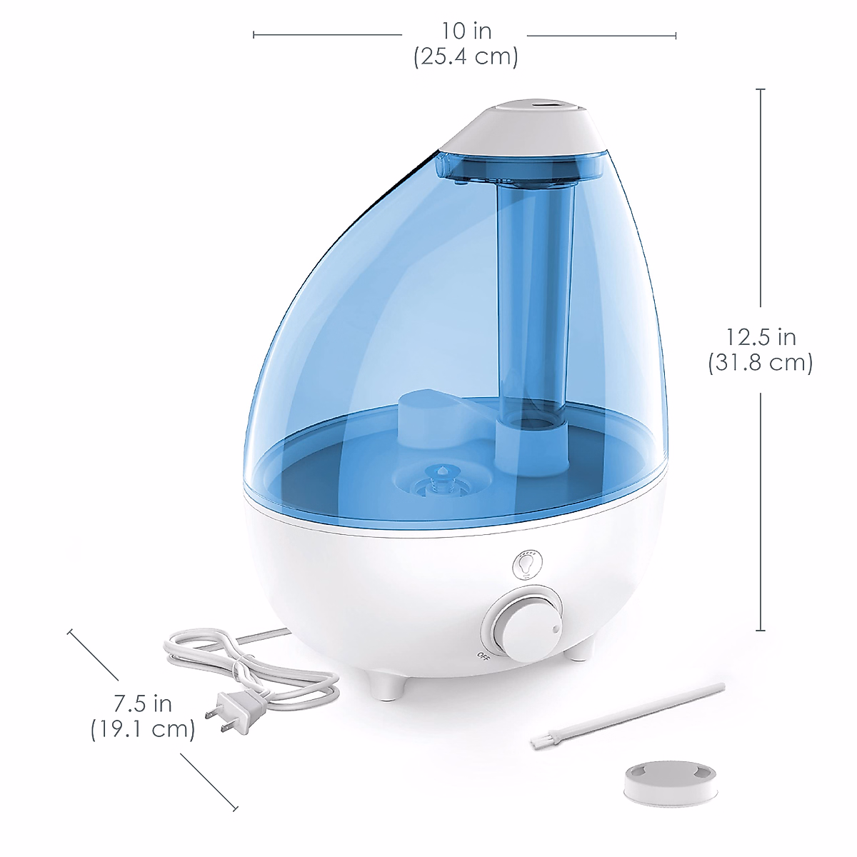 Pure Enrichment MistAire XL Ultrasonic Cool Mist Humidifier - All Day Operation for Large Rooms, 1 Gallon Tank, Variable Mist Control, Automatic Shut-Off, Whisper Quiet, and Optional Night Light