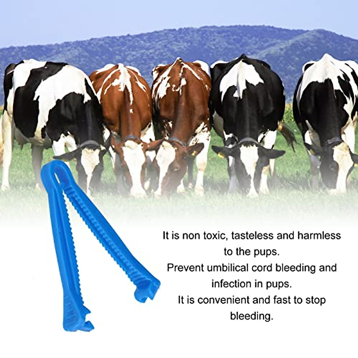 Camidy 100pcs Disposable Umbilical Cord Clamp Whelping Kit Welping Box for Puppy Kittens Cow Livestock Sheep