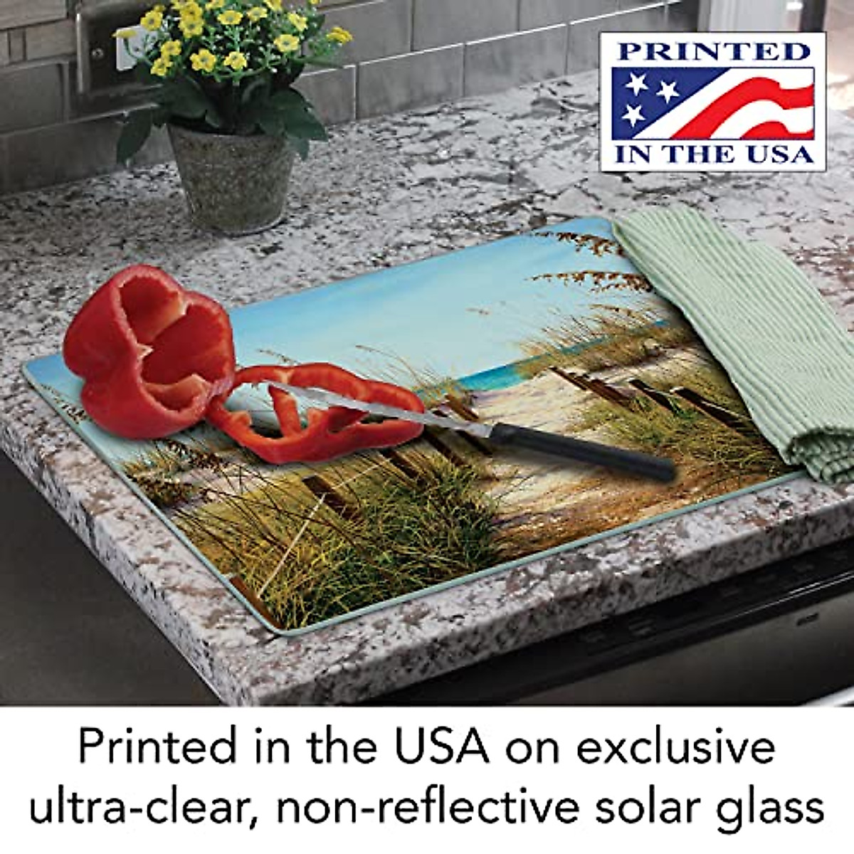 CounterArt 'Path to the Ocean' Glass Cutting Board, 15 x 12"