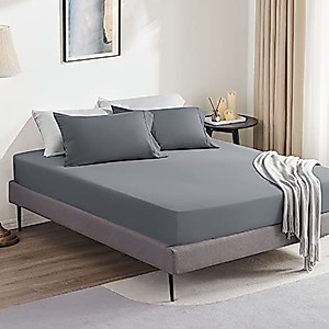 SONIVE 2-Pack Full Fitted Sheet Super Soft 1800 Double Brushed Microfiber Wrinkle Free Sheets Deep Pocket up to 16 Inches (Full, Grey)