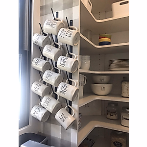 Claimed Corner Metal Coffee Mug Rack - Vertical Narrow Wall Mounted Storage Display Organizer Hooks for Coffee Mugs, Tea Cups, Mason Jars, and More. (3 Pack)