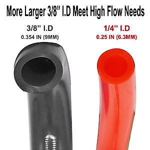 YOTOO Polyurethane Recoil Air Hose 3/8" Inner Diameter by 50' Long with Bend Restrictor, Repairable 1/4" Industrial Quick Coupler and Plug, Gray