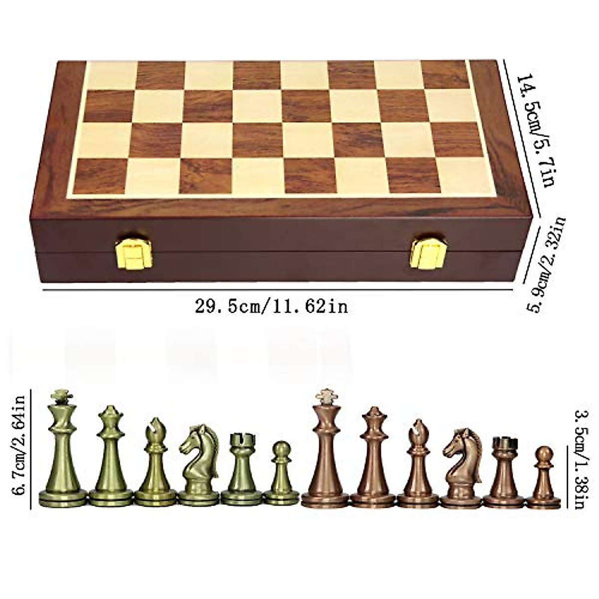 Auroal Chess Set, Large Metal Deluxe Chess, Chess Set for Adults Unique, Folding Wooden Chess Board, Educational Toys for Kids and Adults