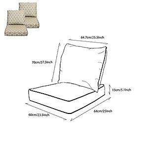 COZYVIDA Indoor/Outdoor Deep Seat Patio Cushions: Resilient Foam Filling, Weather Resistant Patio Cushions,seat(23.5x25x5.1 inch),Back(27x25 inch) 2 Sets,Toffee Trellis