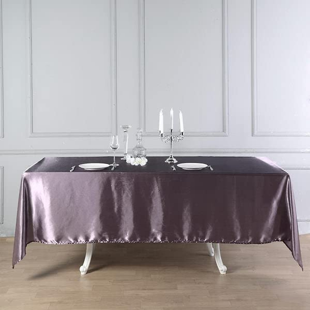Tableclothsfactory 60x102 Rectangle Amethyst Wholesale Satin Tablecloth Banquet Linen Wedding Party Restaurant Tablecloth