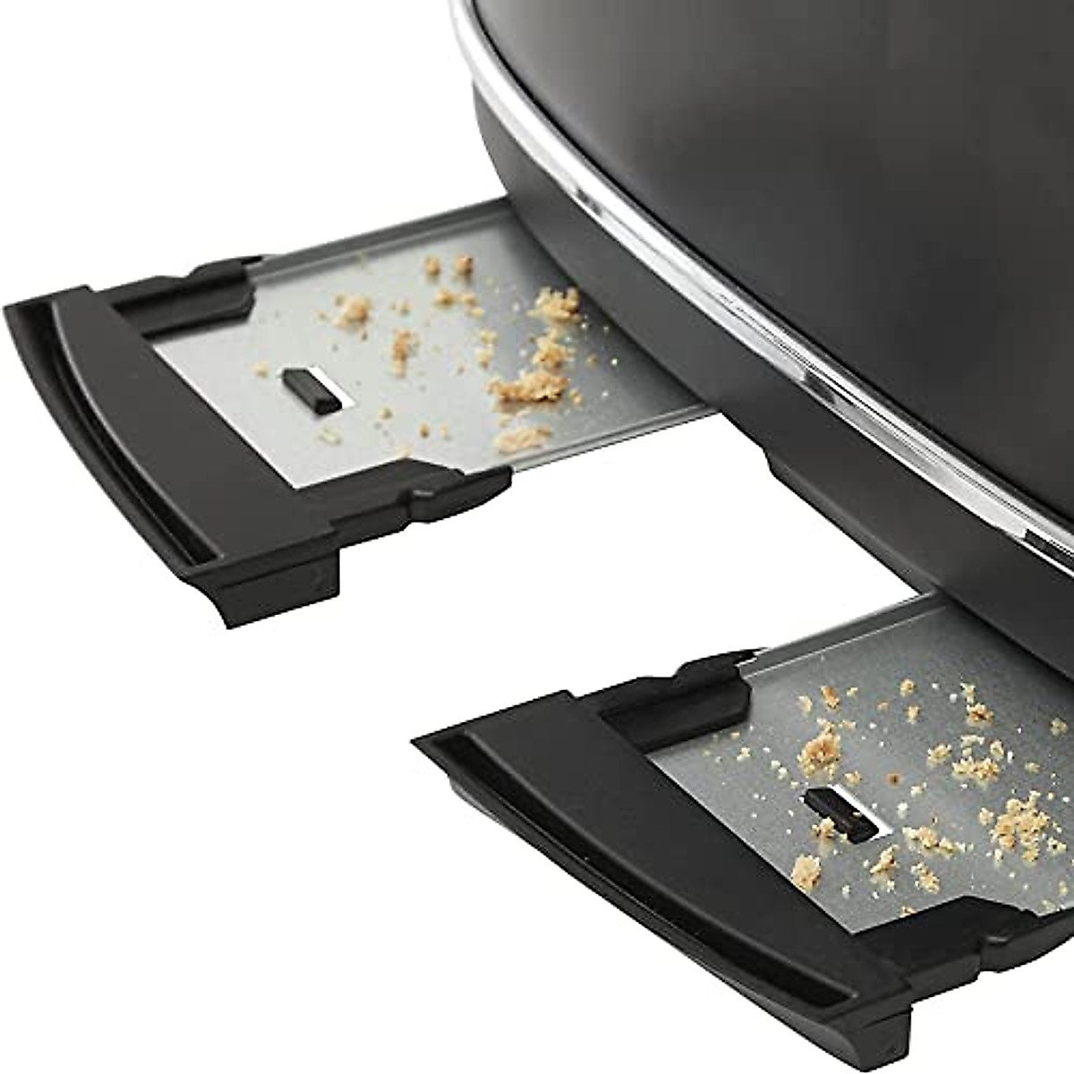 Haden Heritage 4-Slice Wide Slot Retro Toaster with Automatic Self-Center, Adjustable Settings, Reheat/Defrost, & Removable Crumb Tray, Black/Chrome