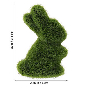 NUOBESTY 6 Pcs Easter Bunny Artificial Grass Turf Bunny Garden Statue Easter Party Ornament Easter Moss Bunny Statue Imitated Desk Decoration Flocking Rabbit Figurines Animal Glass Table
