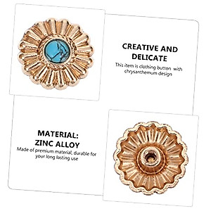 COHEALI 6 Sets Cloth Button Clothes Snap Button Fasteners Gemstone Flower Button Buttons for Clothes Clothing DIY Button Creative Chrysanthemum Buttons Clothing Snap Zinc Alloy Sewing