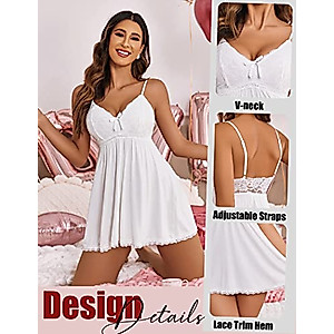 Avidlove Womens Sexy Sleepwear Lace Chemise Nightgown Sexy Womens Nightie Honeymoon Lingerie (White,L)