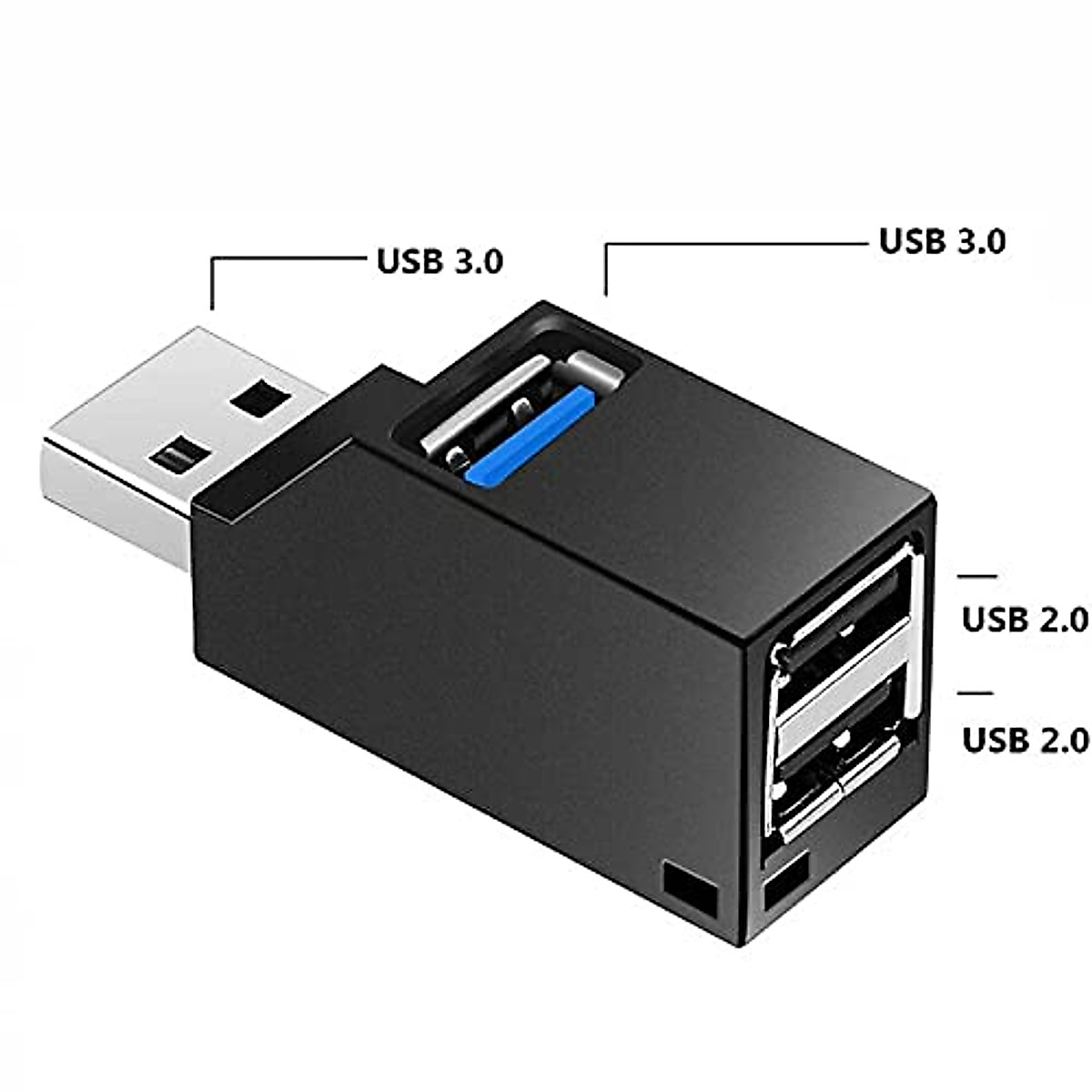 SHYPT USB 3.0 Adapter Extender Mini Splitter Box 3 for PC Laptop Mobile Phone High Speed U Disk Reader (Color : Black)