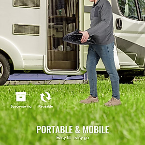 VEVOR Portable Water Storage Bladder,63 Gallon Large Capacity Water Storage Containers,1000D PVC Water Bladder Including Spigots and Overflow Kit, Water Tank for Garden Water Catcher, Black