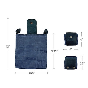 Hide & Drink, Waxed Canvas Foraging Pouch (Collapsible) for Hiking, Treasures & Seashells, Easy Looping Around Belts, Hands-Free Access, Genuine Leather, Handmade Includes 101 Year Warranty (Fatigue)