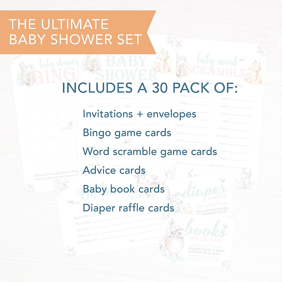 Juniper & Grace Woodland Invitation and Baby Shower Games