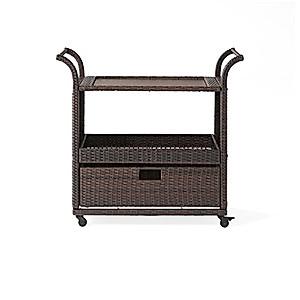 Christopher Knight Home Corona Outdoor Wicker Bar Table Cart, Multibrown