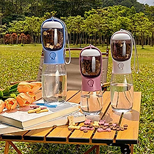 Dog Water Bottle,Dishwasher Safe,Portable Pet Water Bottles with Food Container,Outdoor Portable Water Dispenser for Walking,Hiking,Travel,Puppy Accessories (Blue)