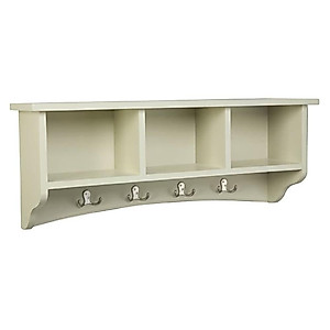 Alaterre ASCA04SA Shaker Cottage Coat Hooks with Storage, Sand